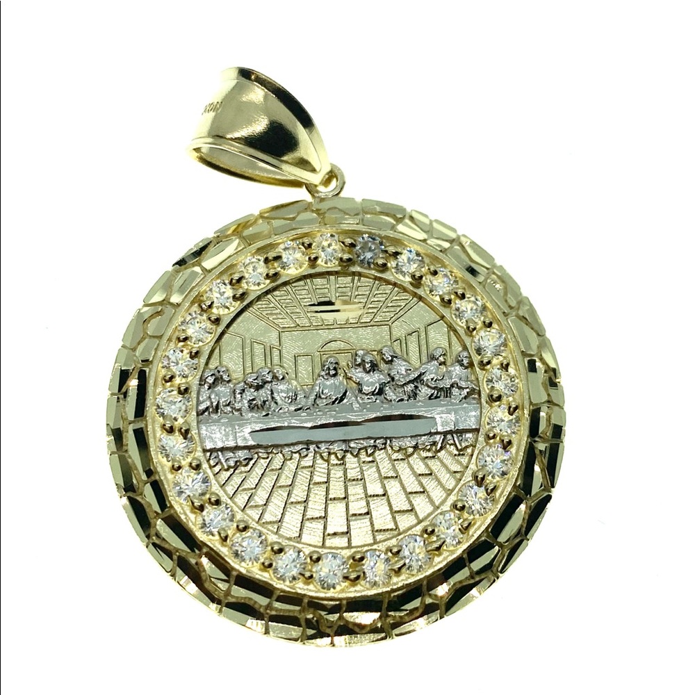 10k Gold The Last Supper Charm Pendant - Gem